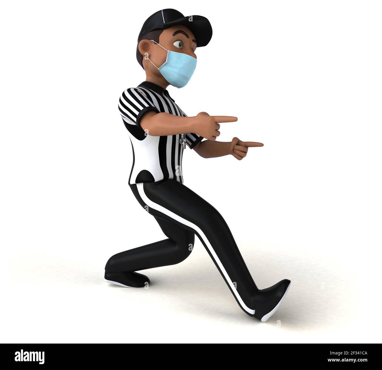 Fun 3D illustration of a black referee with a mask Stock Photo - Alamy