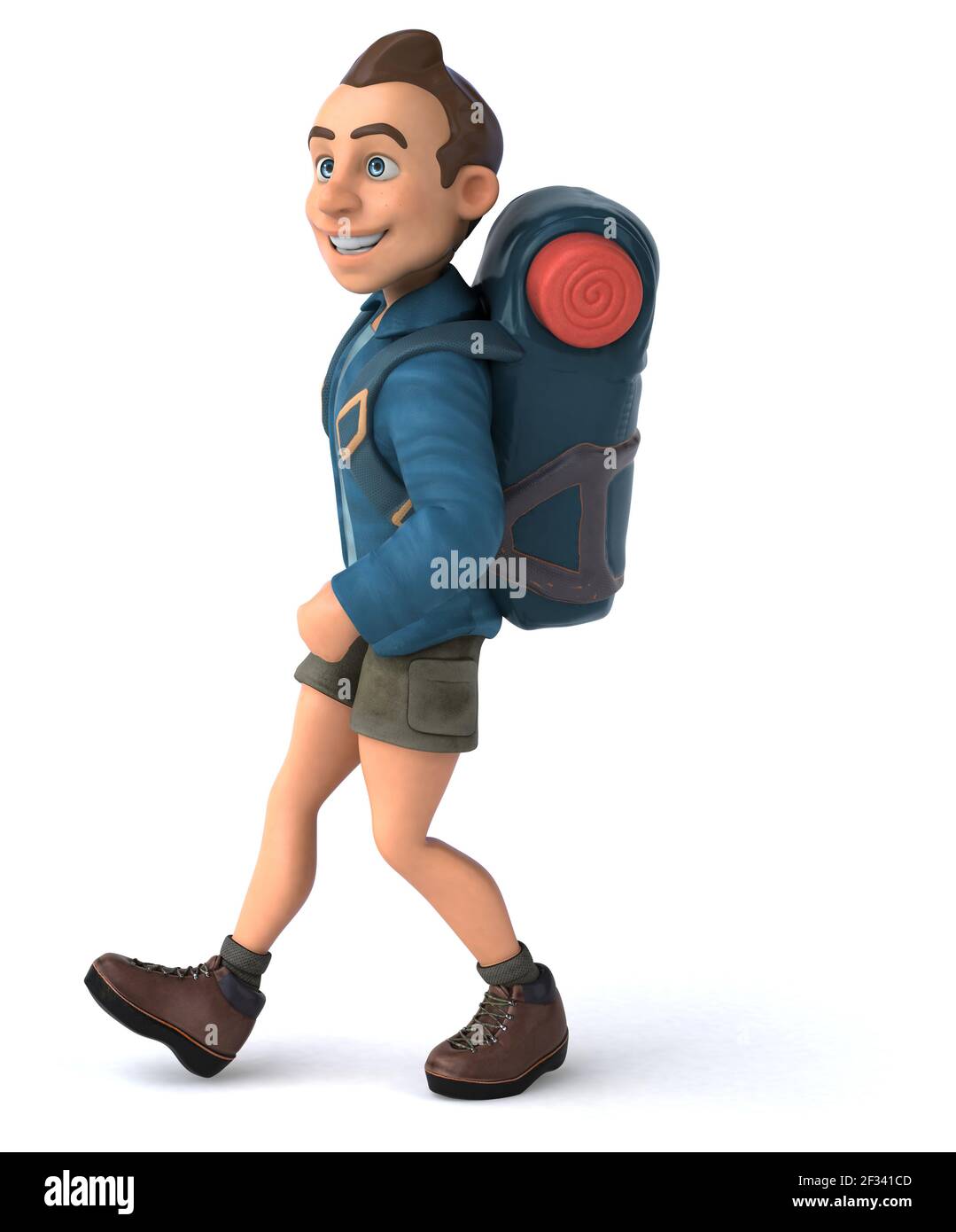 Fun illustration of a 3D cartoon backpacker Stock Photo - Alamy