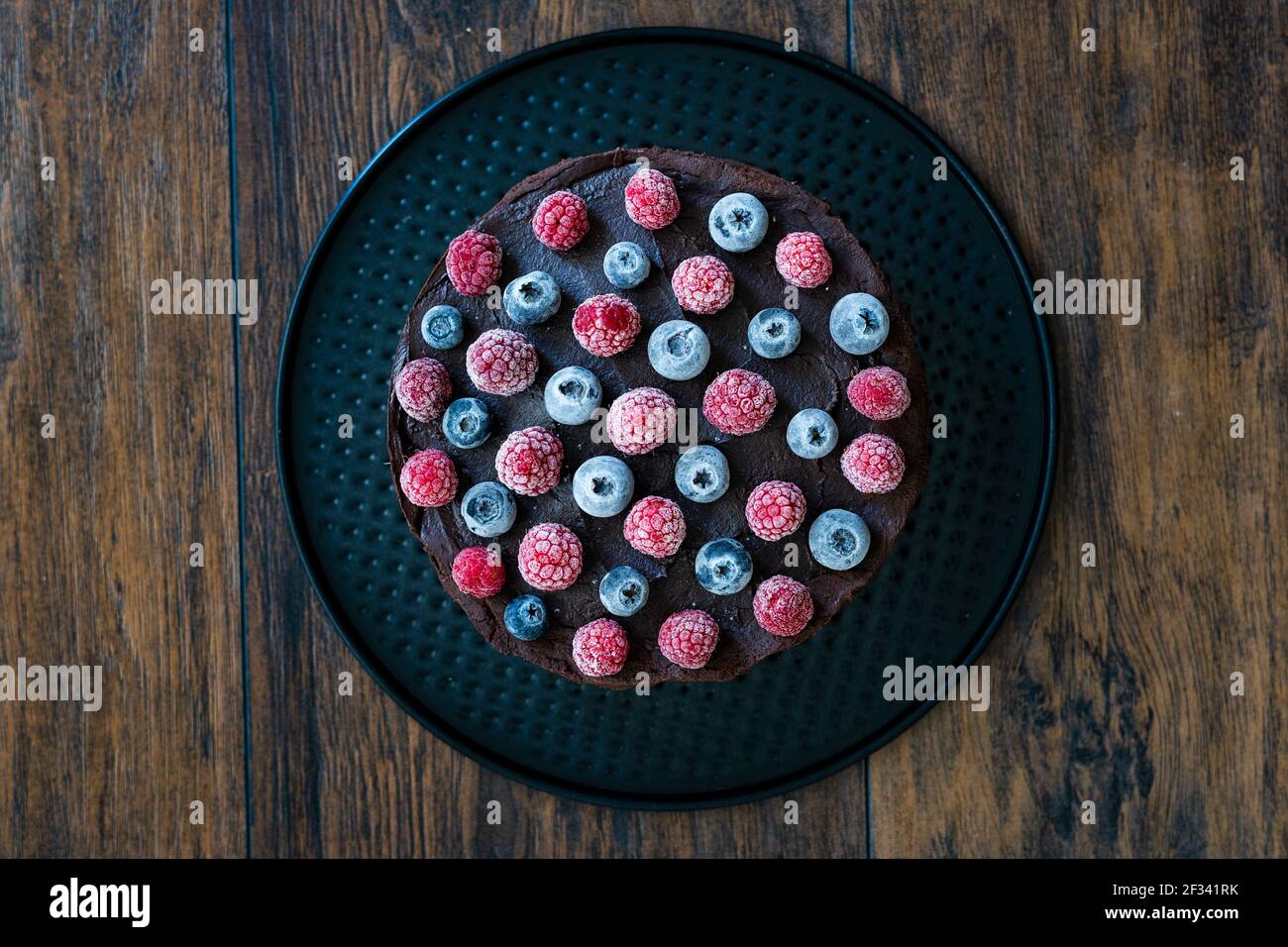 Gluten Free Vegan Chocolate Raw Cake with Raspberries and Blueberries ...