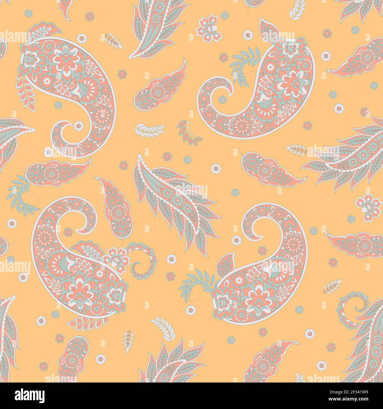 Paisley ethnic seamless vector pattern with floral elements Stock Vector Image & Art - Alamy
