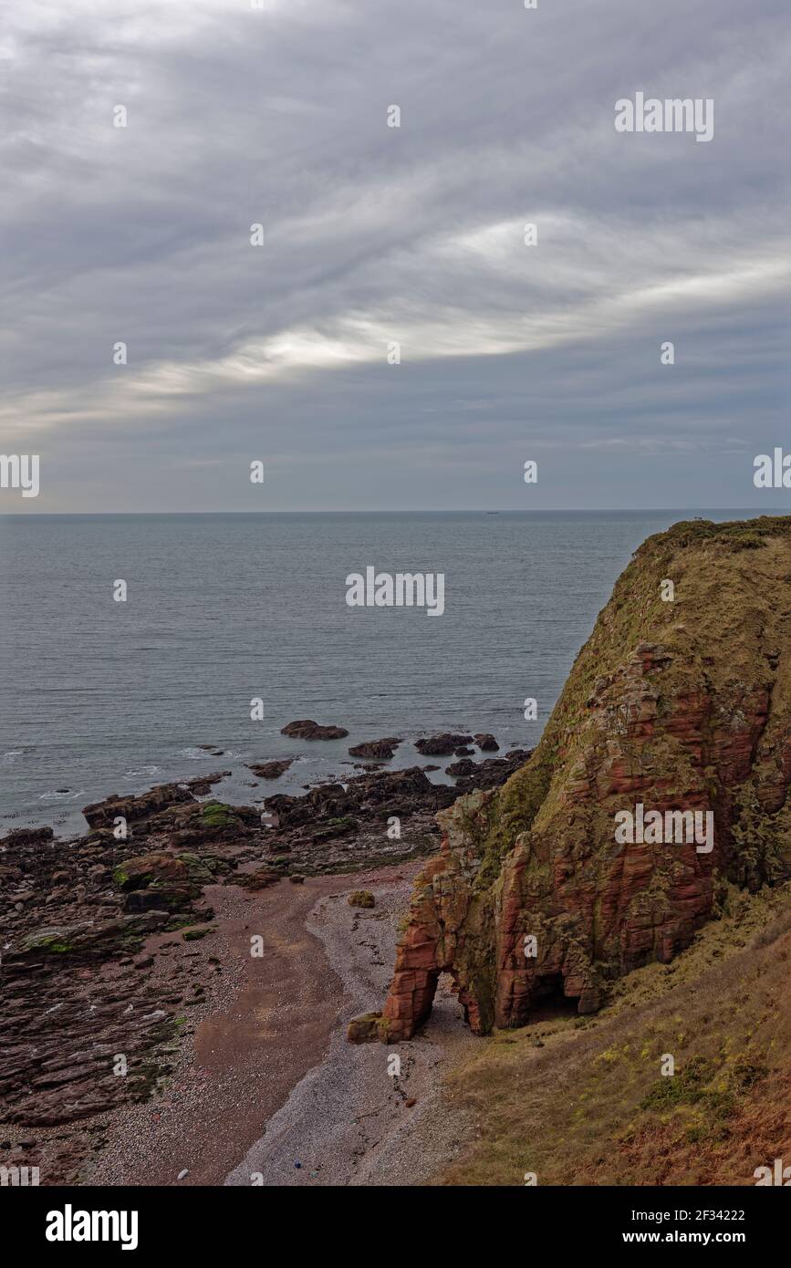 The Sea Arch below Maw Skelly Headland and Sea Cliffs on and above the ...