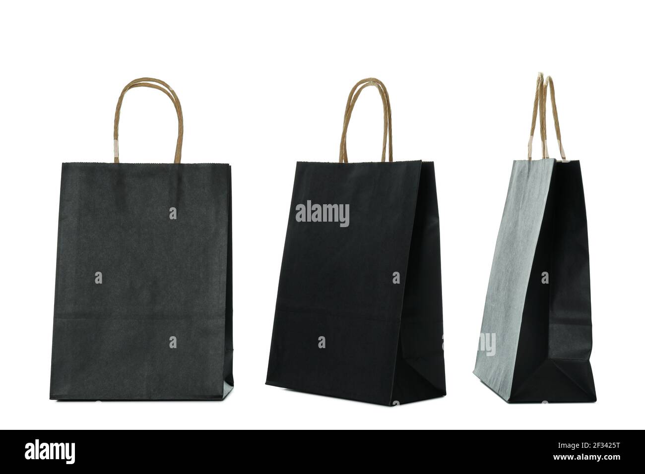 Black paper bags isolated on white background Stock Photo - Alamy
