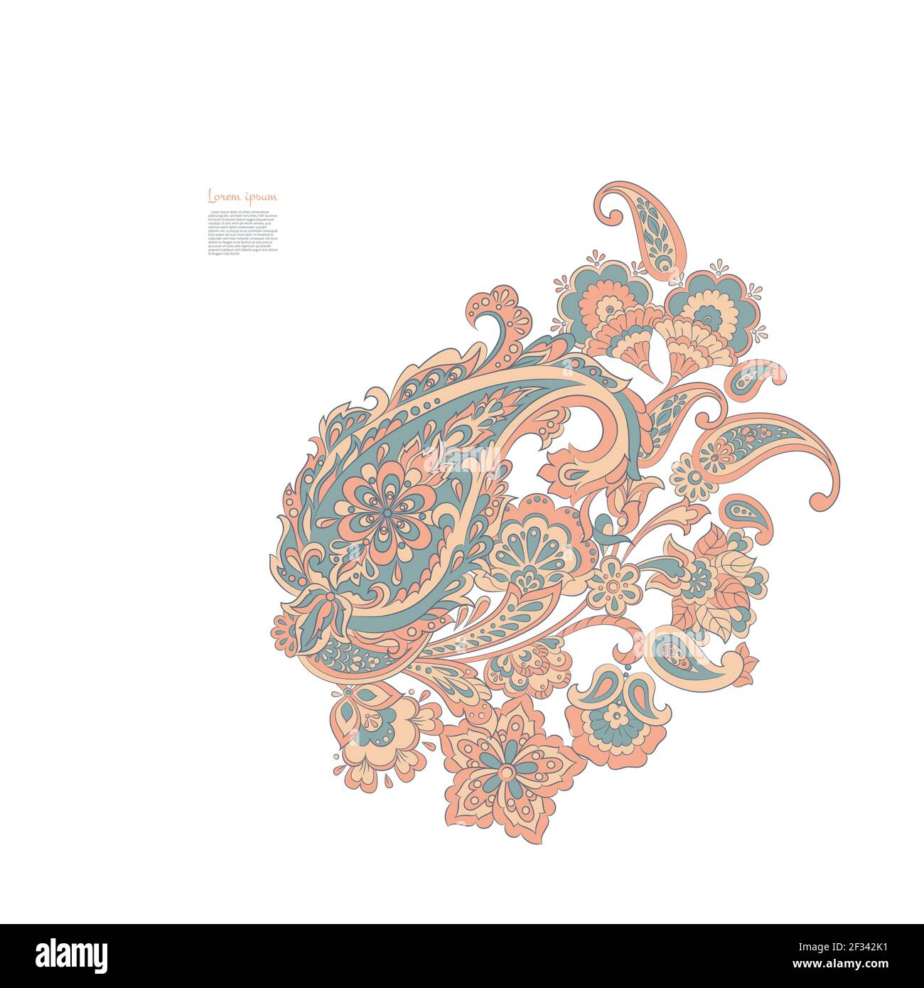 Paisley vector isolated pattern. Vintage floral illustration in batik ...