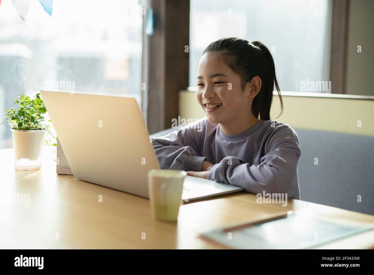 Girl Using Video Call Stock Photo - Alamy