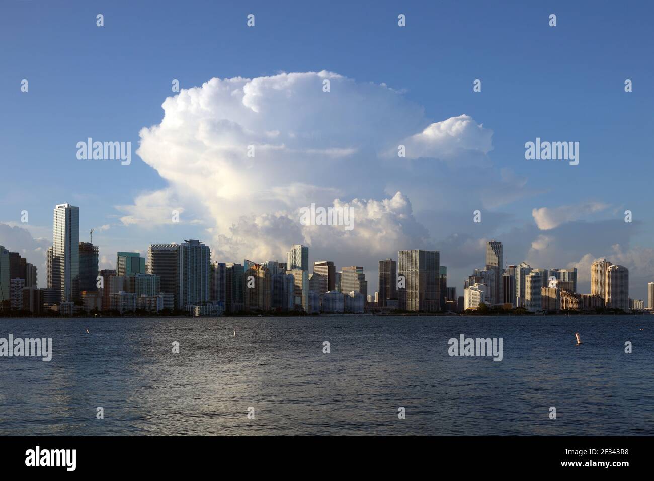 geography / travel, USA, Florida, Miami, Miami skyline, view from ...