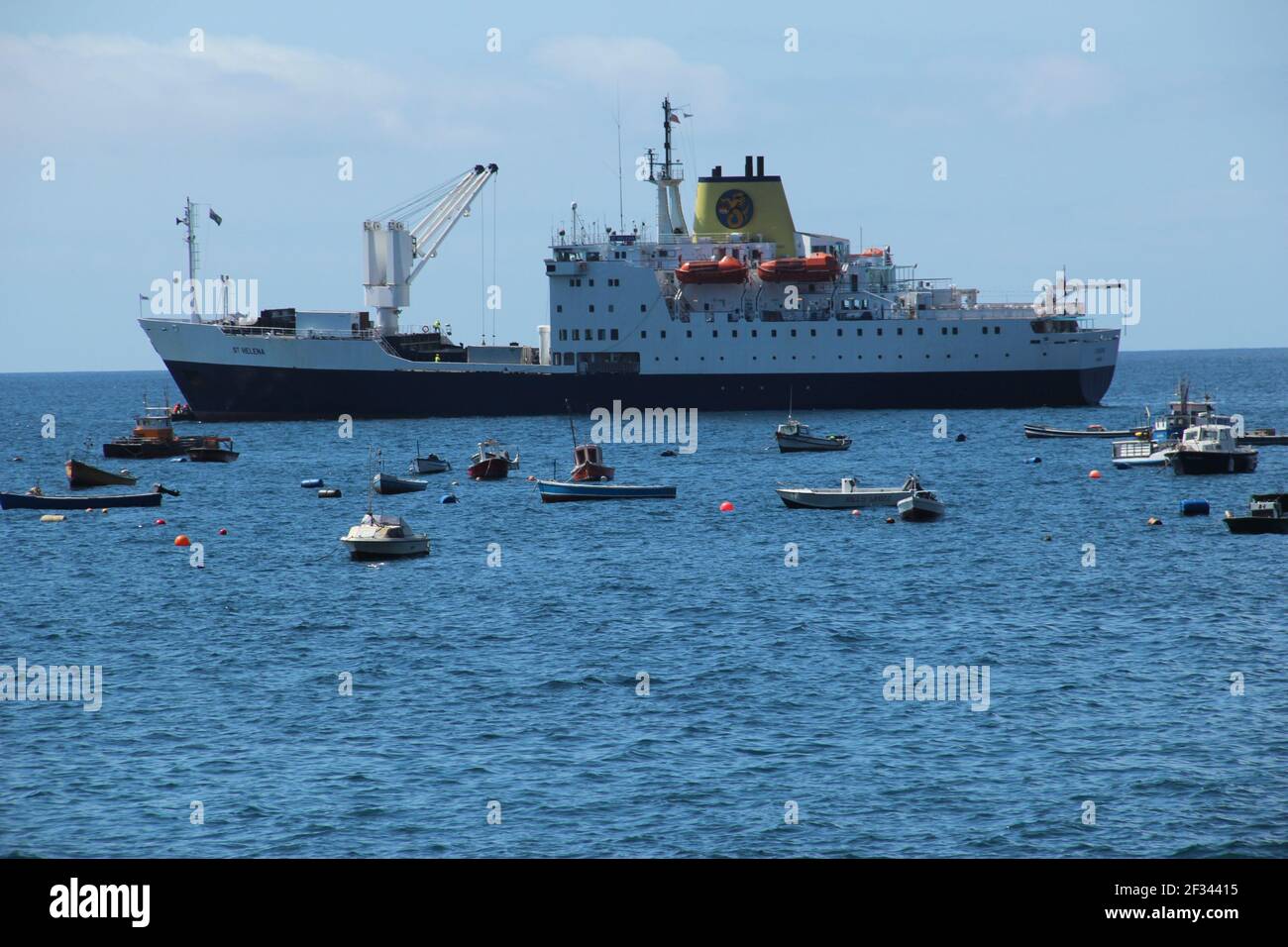 ST HELENA - OCTOBER 7, 2015: The RMS St Helena in James Bay at St ...