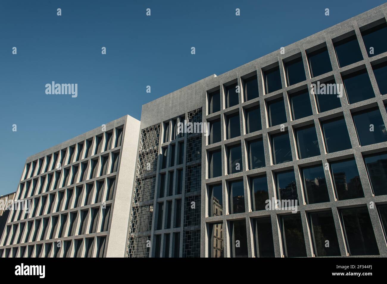 Building with sunlight on concrete facade, Istanbul, Turkey Stock Photo ...