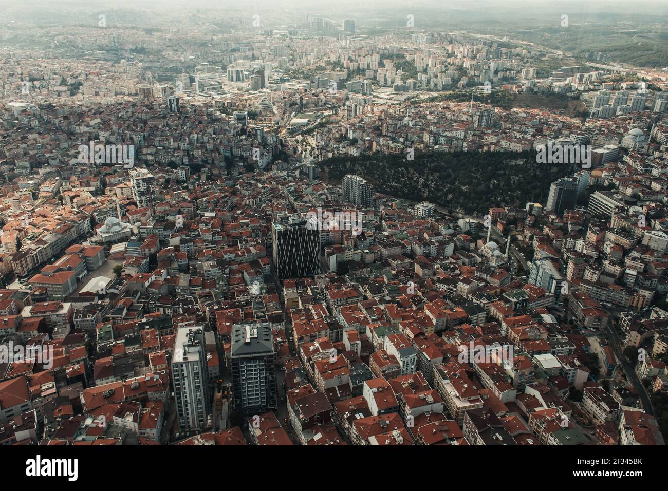 Aerial view of roofs of buildings and houses of Istanbul city, Turkey ...