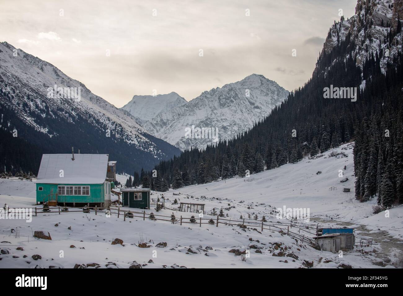 Winter near the Altyn Arashan Hot Springs in Kyrgyzstan's Issyk-Kol ...