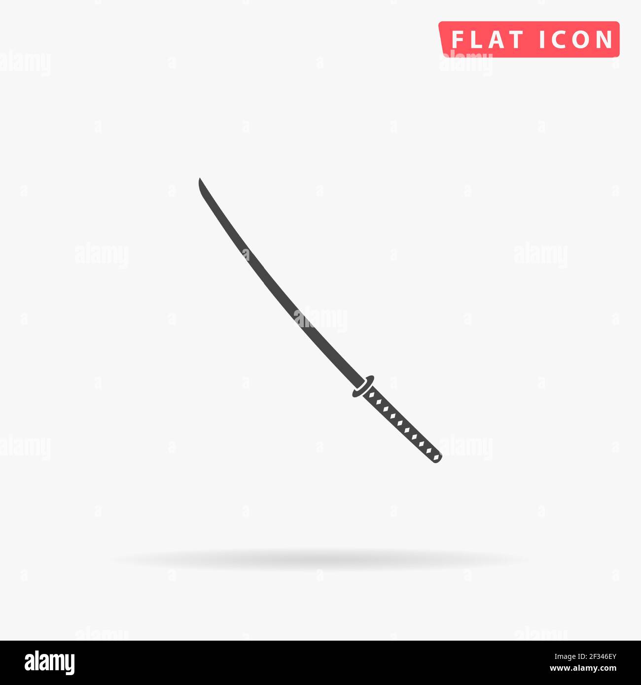 Japanese Katana Blade, Samurai Sword flat vector icon. Hand drawn style ...