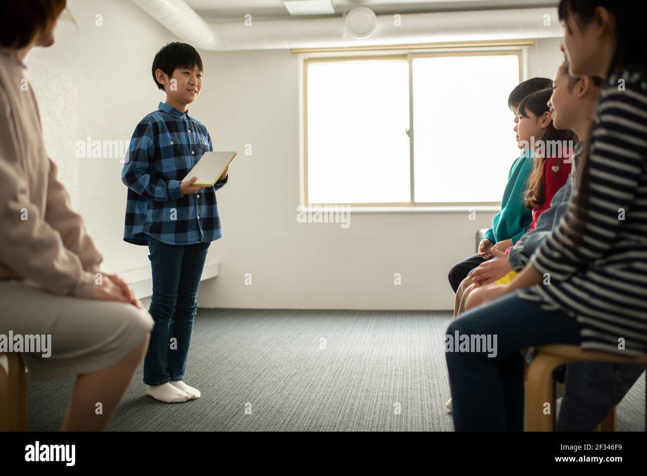 Child Giving Presentation Stock Photo - Alamy