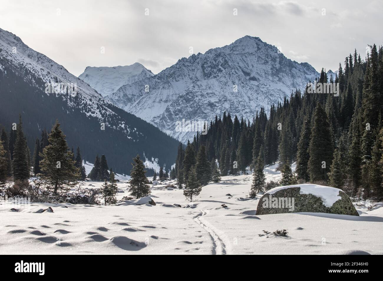 Winter near the Altyn Arashan Hot Springs in Kyrgyzstan's Issyk-Kol ...