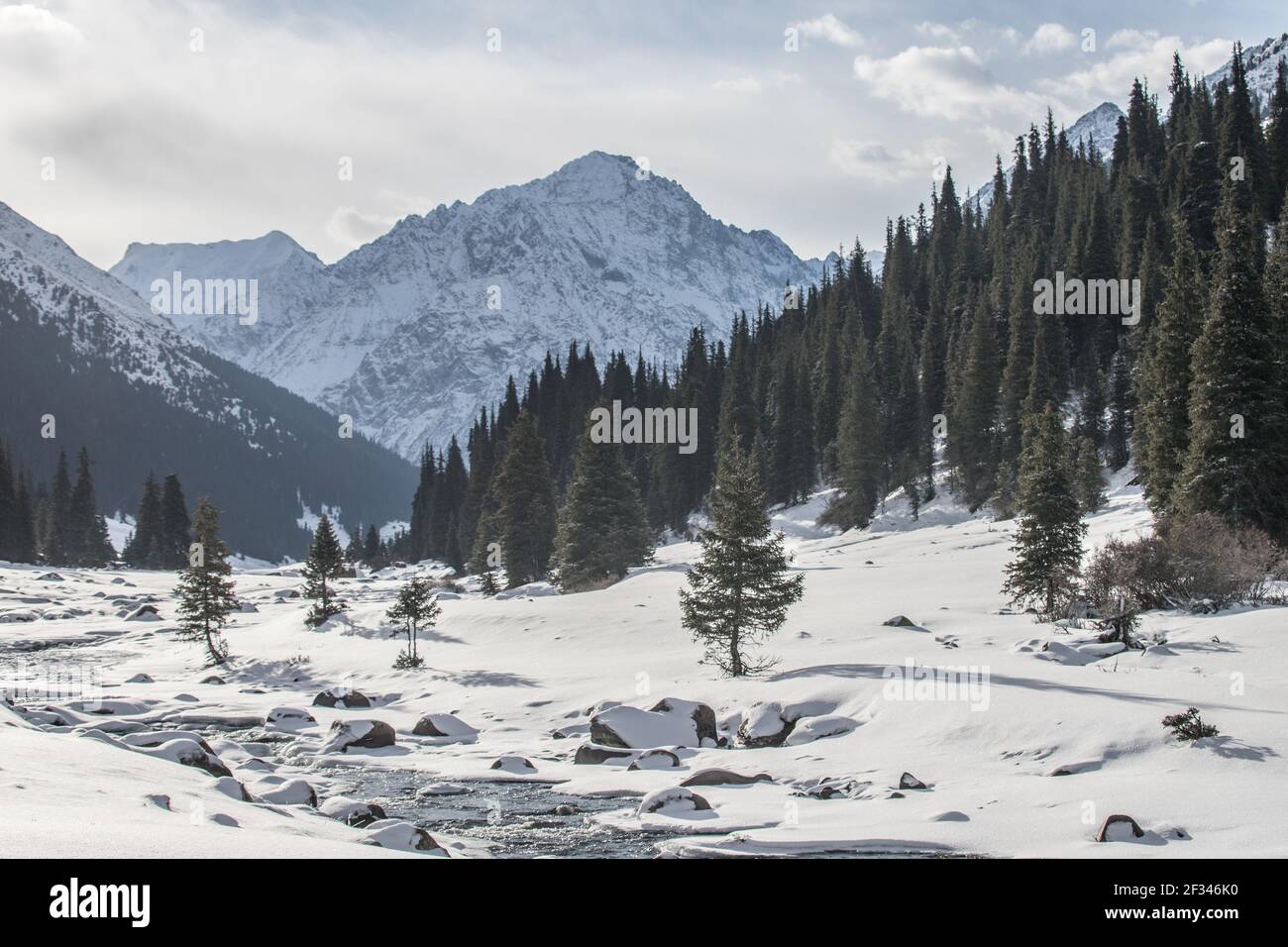Winter near the Altyn Arashan Hot Springs in Kyrgyzstan's Issyk-Kol ...