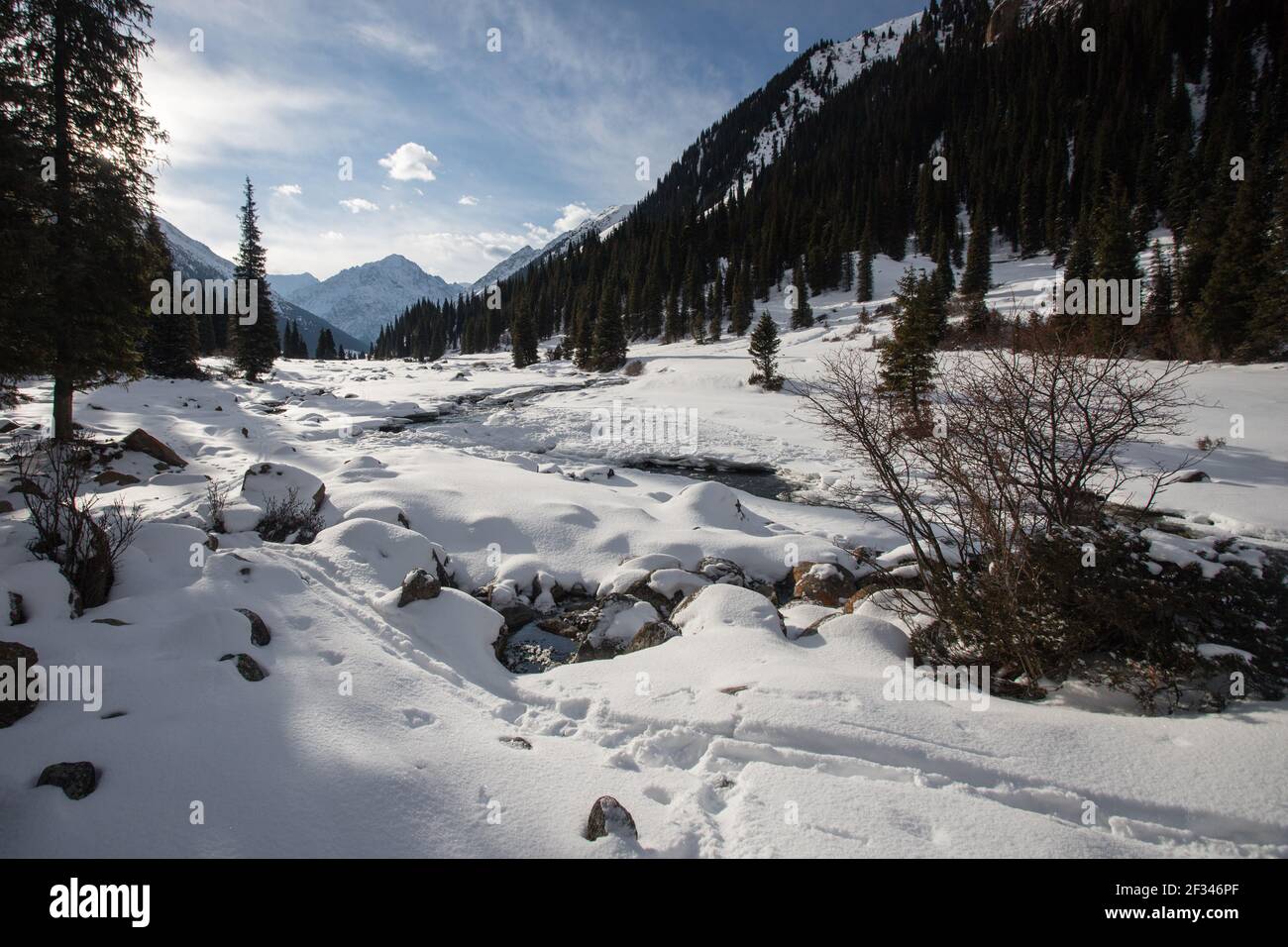 Winter near the Altyn Arashan Hot Springs in Kyrgyzstan's Issyk-Kol ...