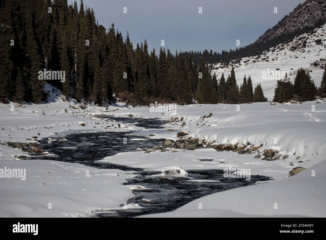 Winter near the Altyn Arashan Hot Springs in Kyrgyzstan's Issyk-Kol ...