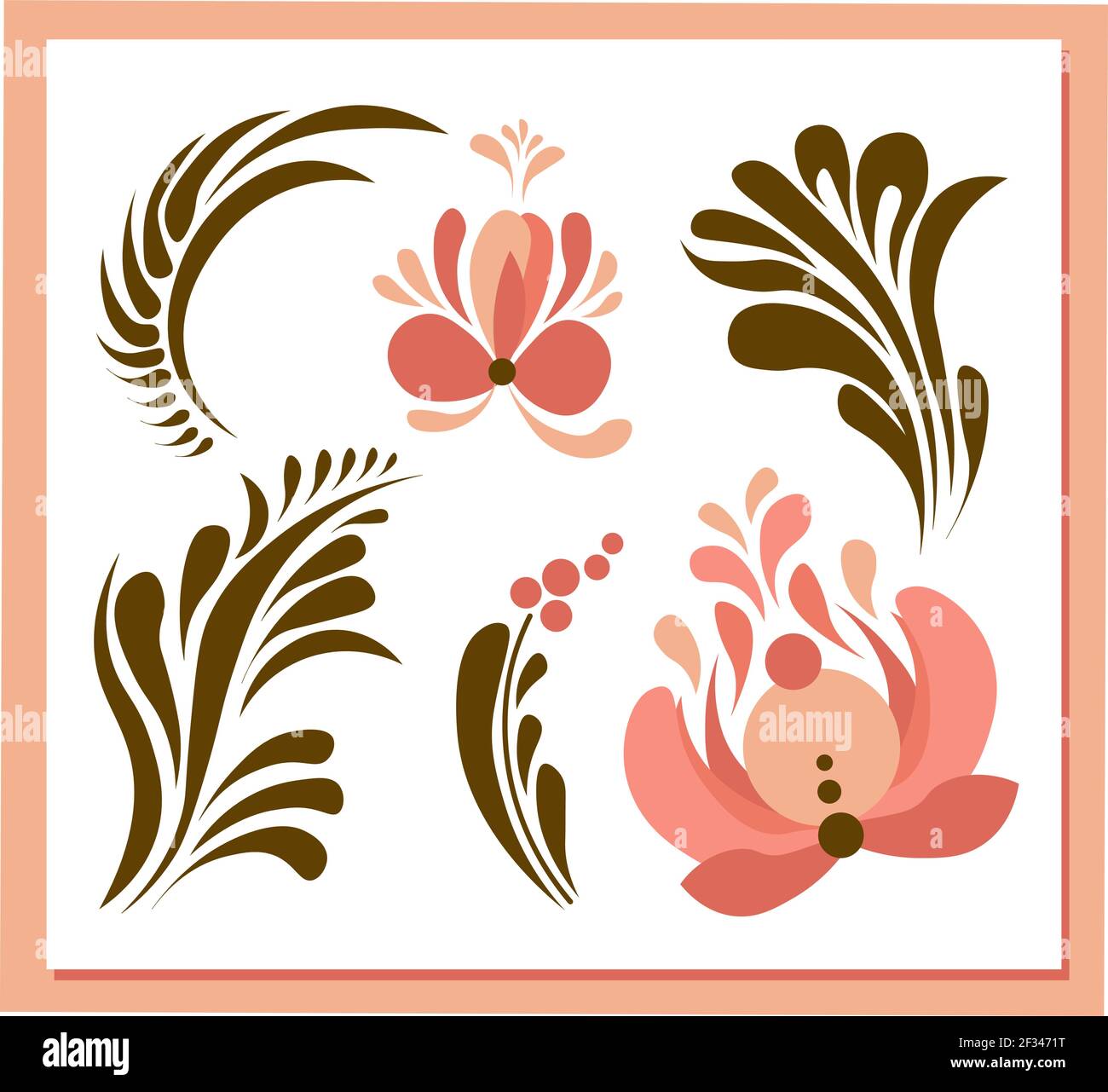 Stylized floral elements isolated. For creating patterns and decorating ...