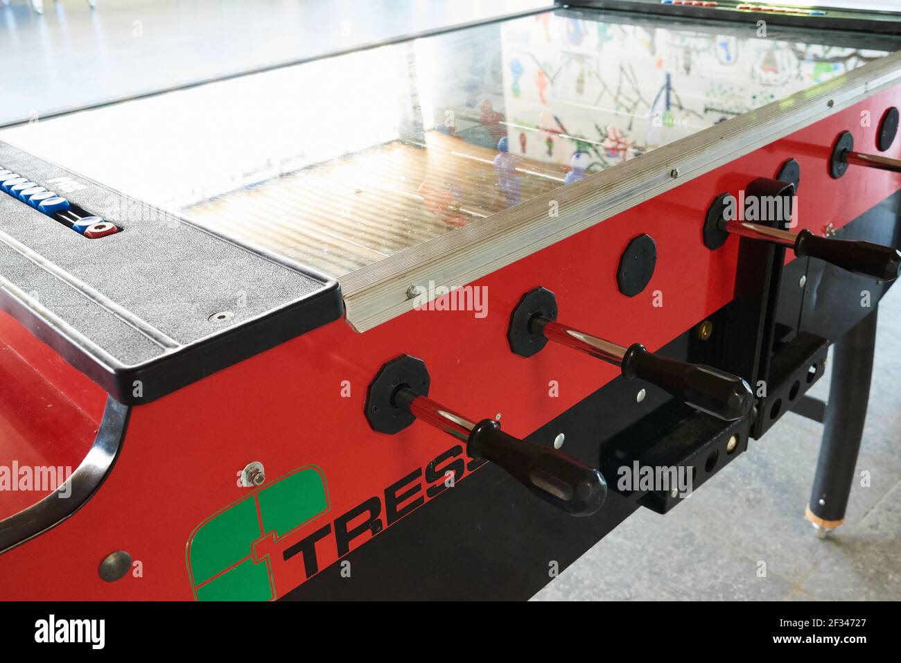 Foosball table for children to play at school Stock Photo - Alamy