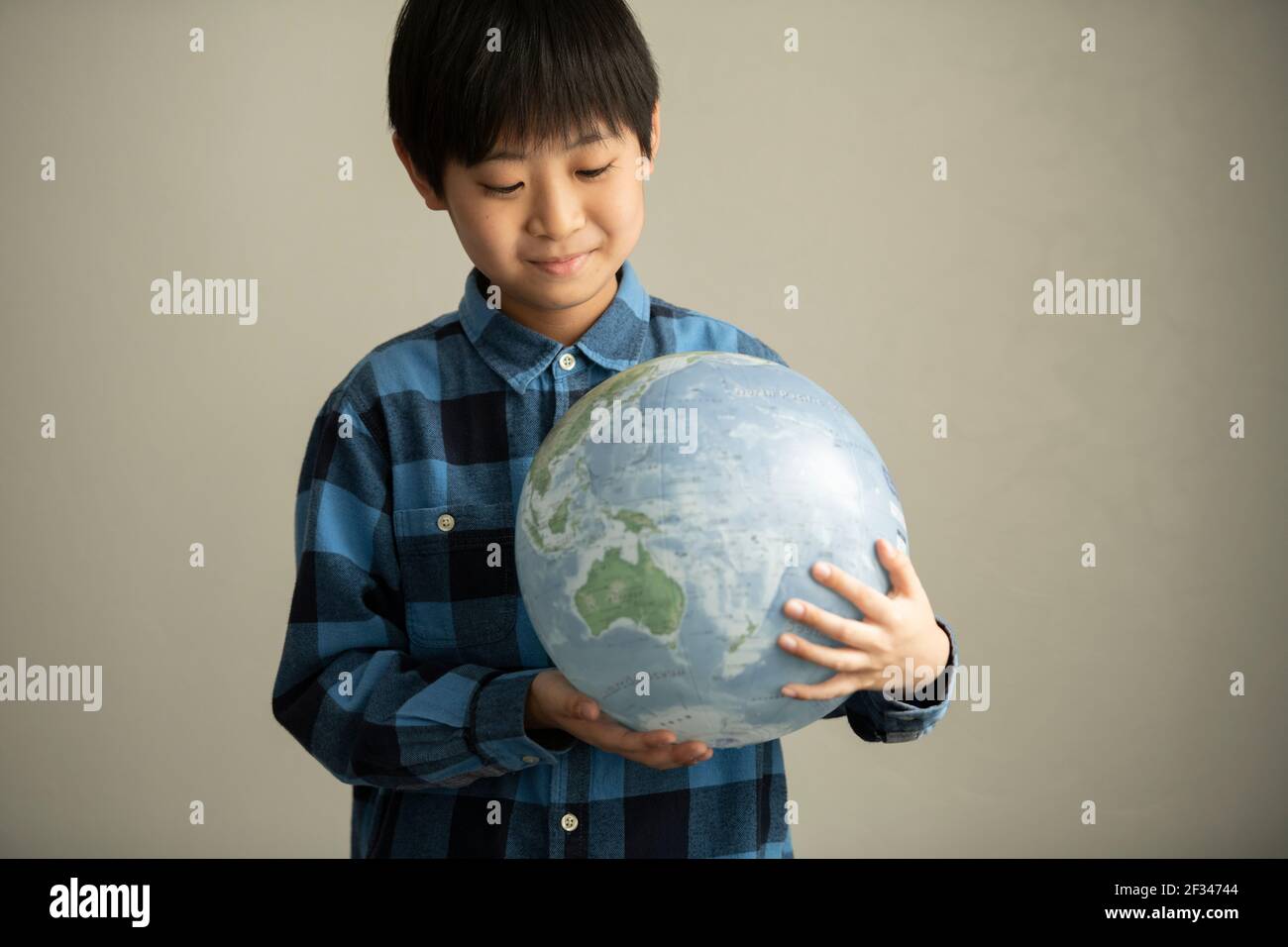 Elementary School Student Thinking about Environmental Problems Stock ...