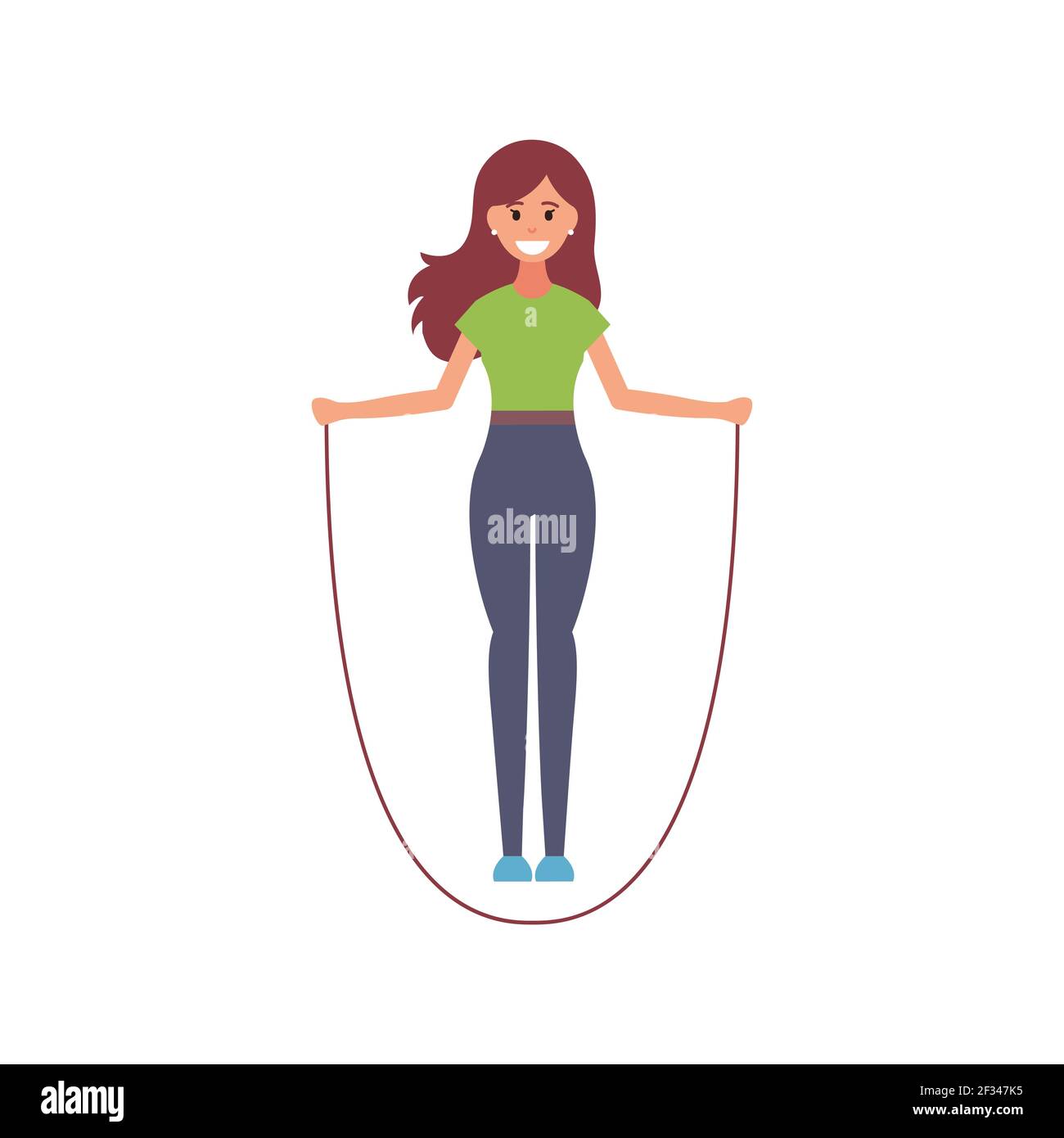 Girl jumping rope, simple style. Vector illustrations on a white ...