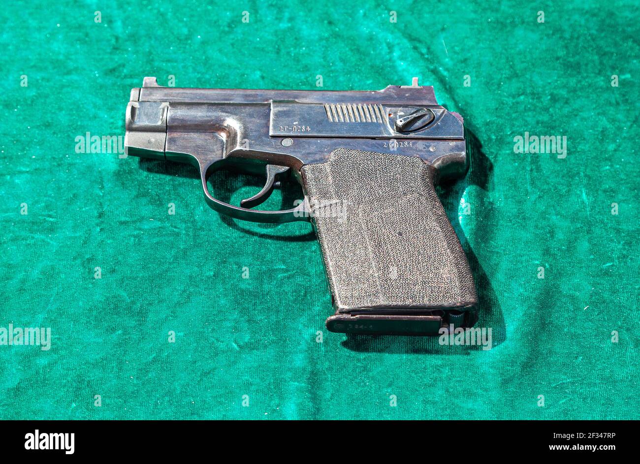 Samara, Russia - May 28, 2016: Russian firearms. PSS silent pistol "Vul ...