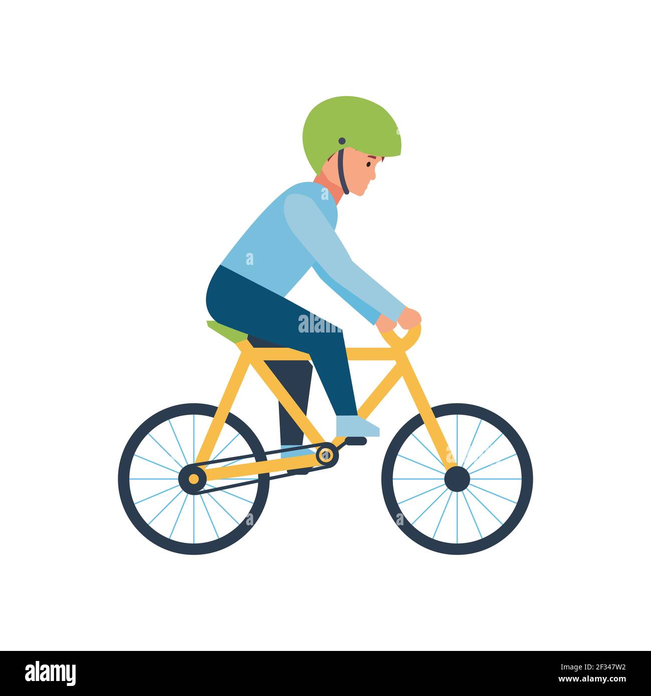 Cycling, happy side view. Vector illustration isolated on white ...