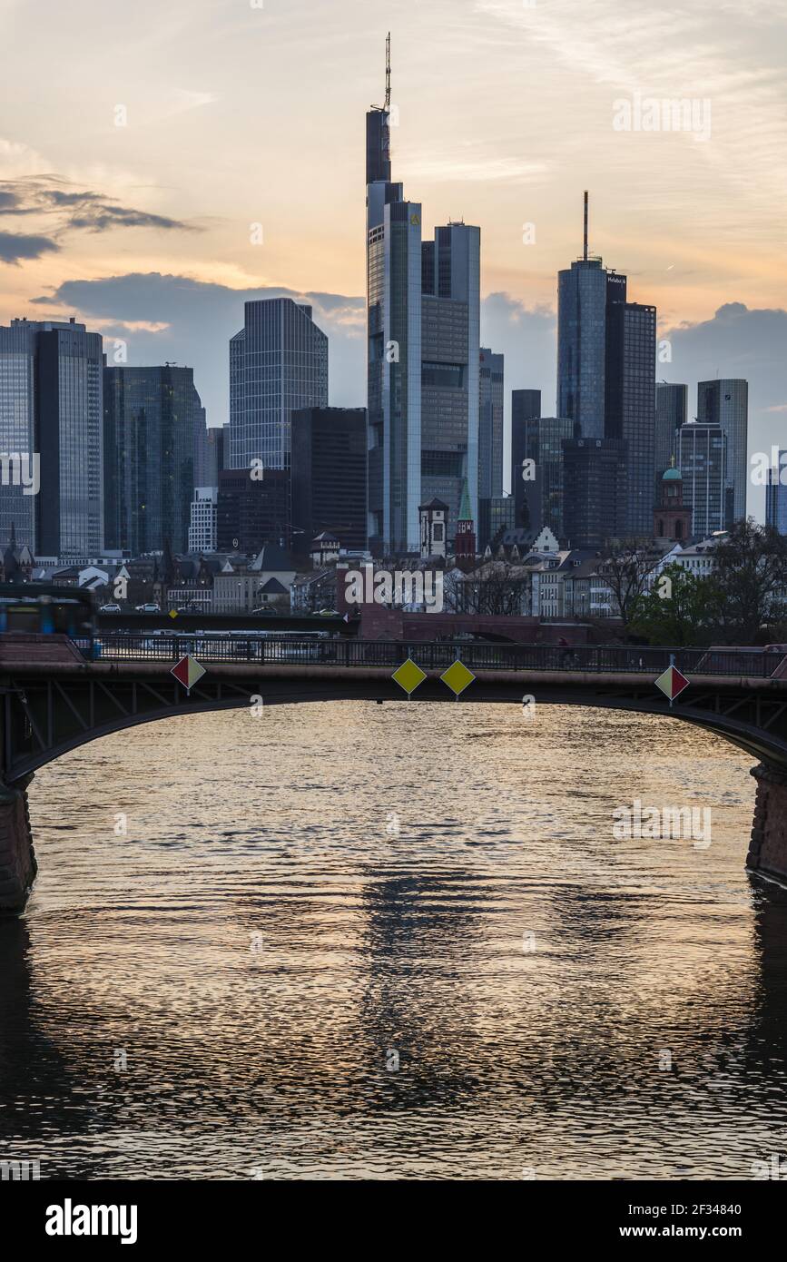 geography / travel, Germany, Hesse, skyline and banking district at ...