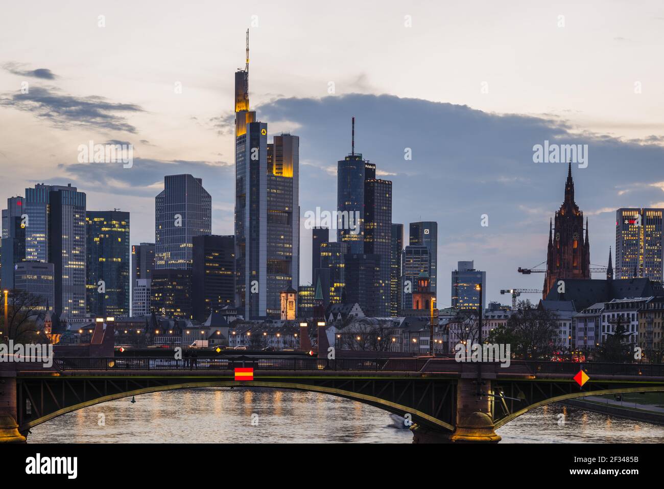 geography / travel, Germany, Hesse, skyline and banking district at ...