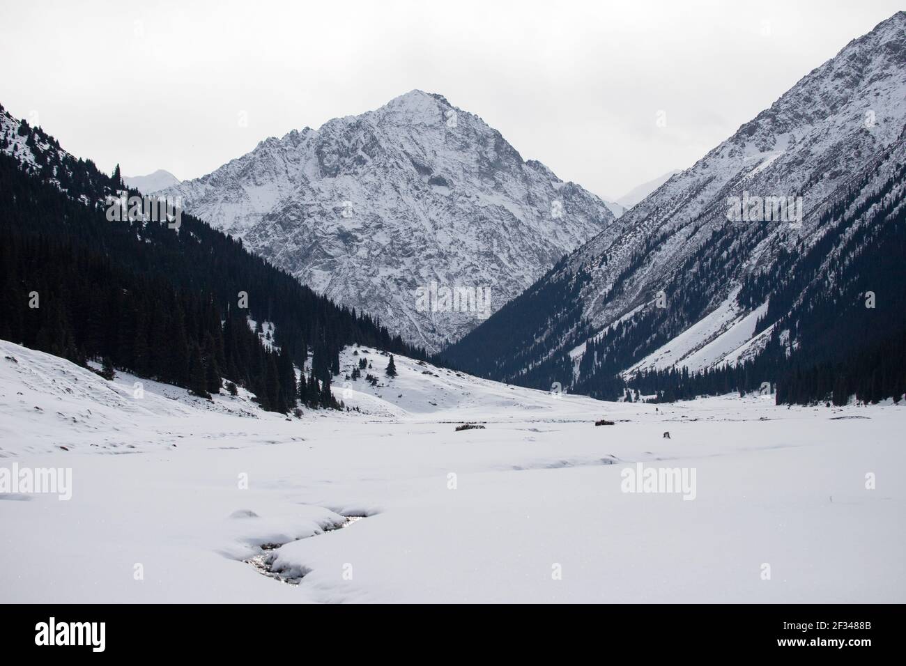 Winter near the Altyn Arashan Hot Springs in Kyrgyzstan's Issyk-Kol ...