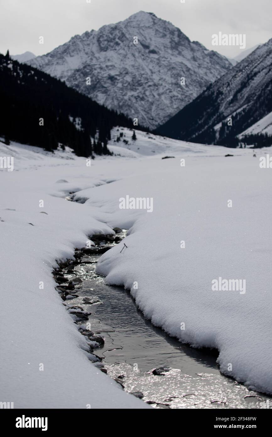 Winter near the Altyn Arashan Hot Springs in Kyrgyzstan's Issyk-Kol ...