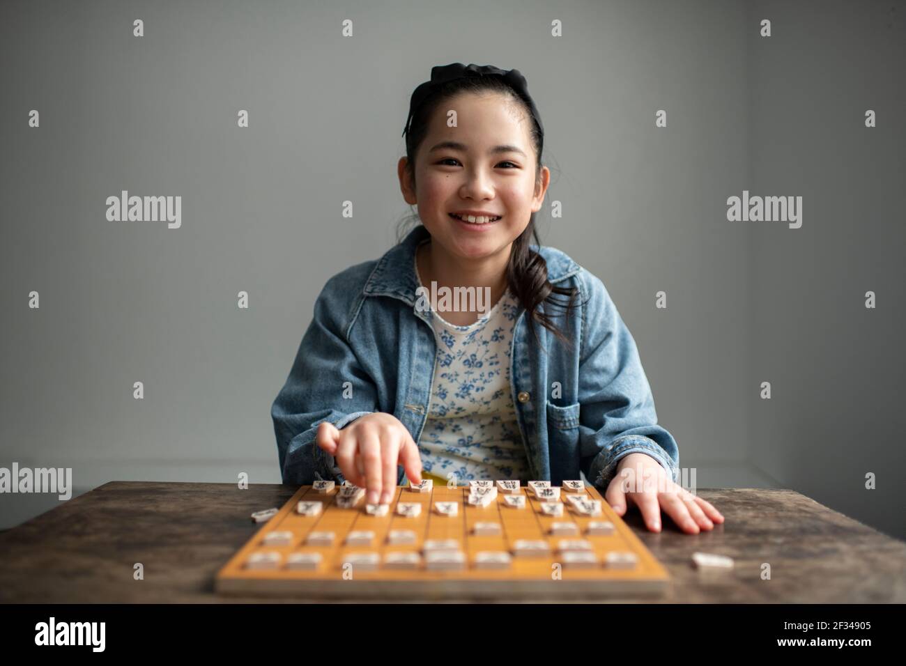Elementary School Student as a Shogi (Japanese Chess) Player Stock ...