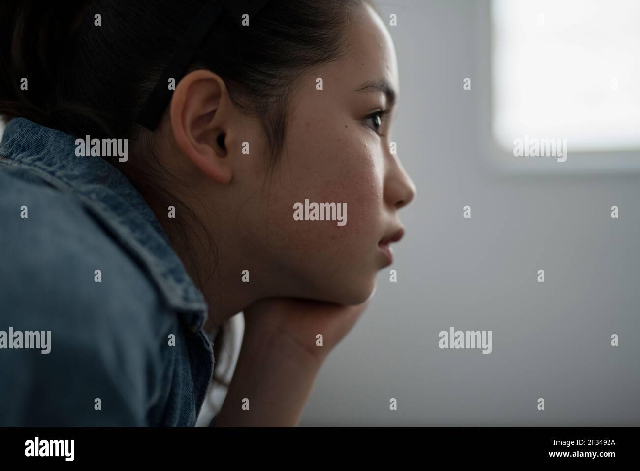 Girl Staring in Front Stock Photo - Alamy