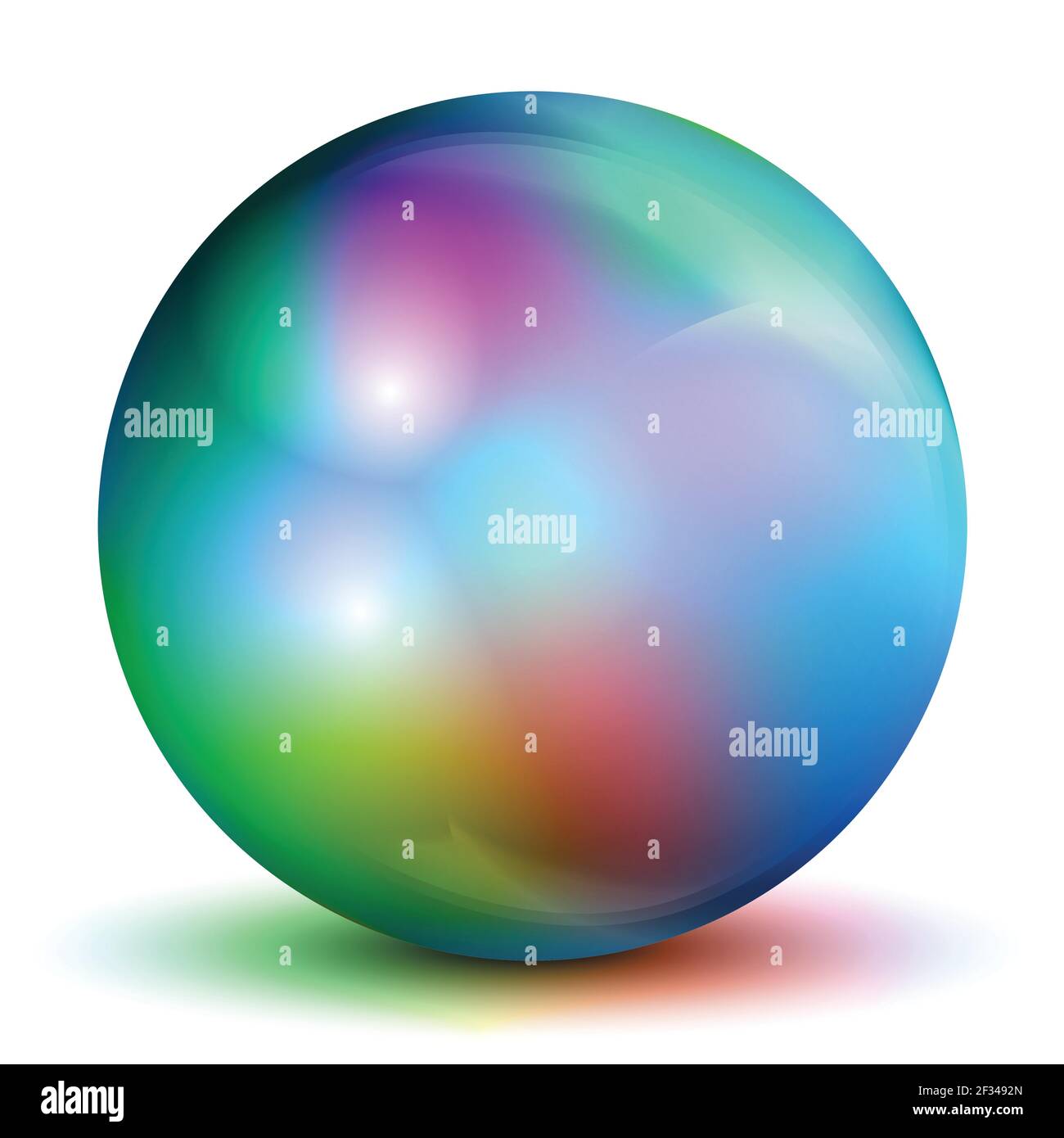 Glass colorful ball or precious pearl. Glossy realistic ball, 3D ...