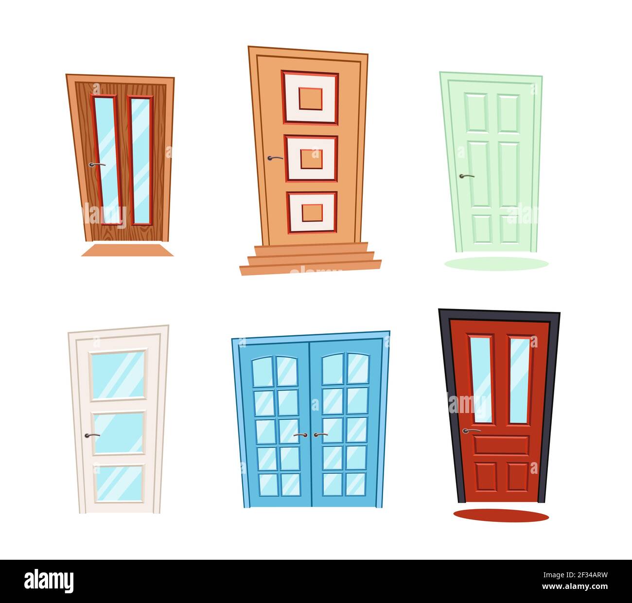 Blue double doors on a white building Stock Vector Images - Alamy