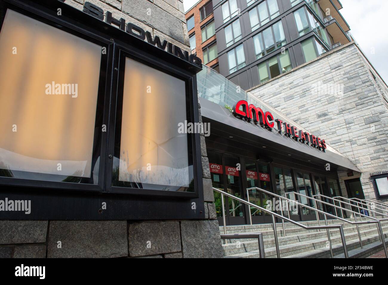 22 August 2020, US, Washington: The logo of AMC is seen on a closed ...