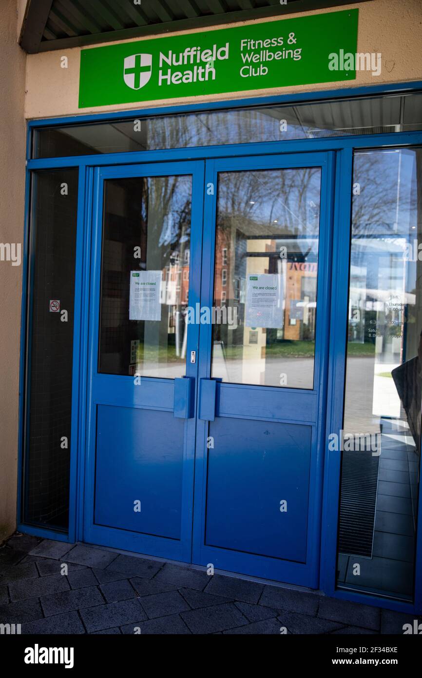 A notice that Nuffield Health Chichester Fitness & Wellbeing Gym is ...