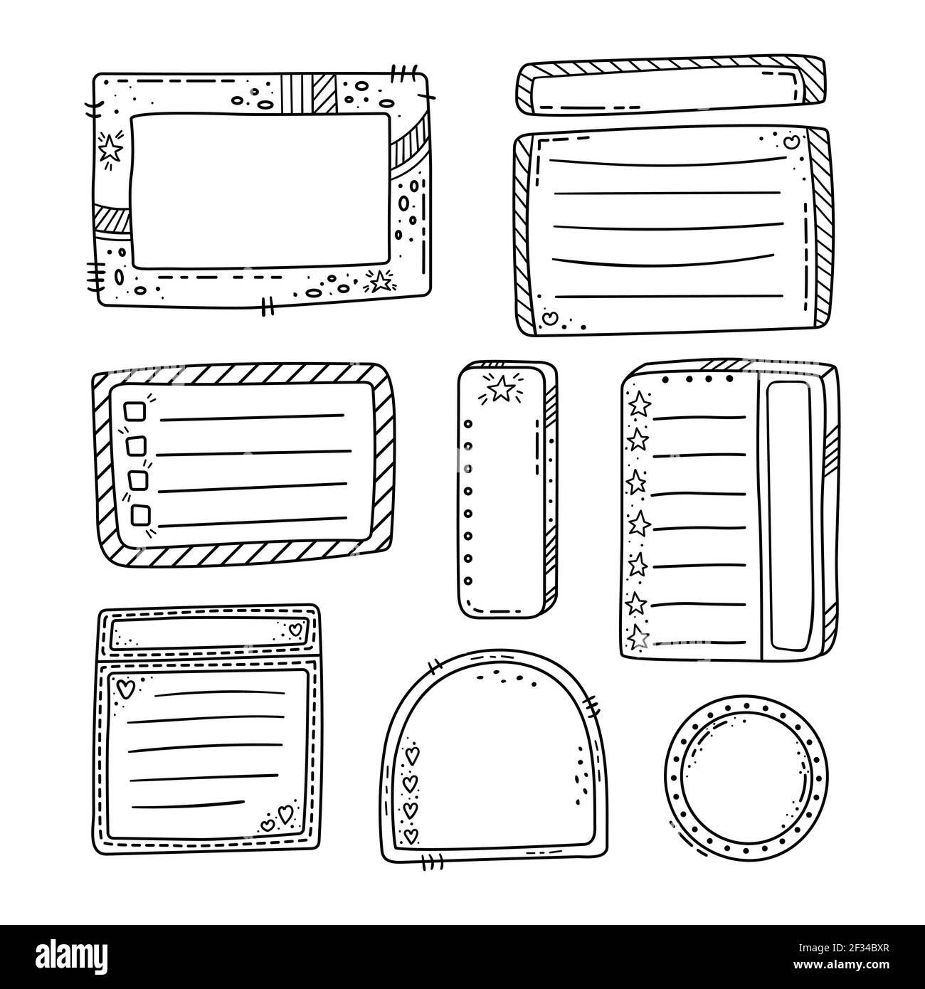 Vector hand drawn doodle frames. Set of elements for design Stock ...