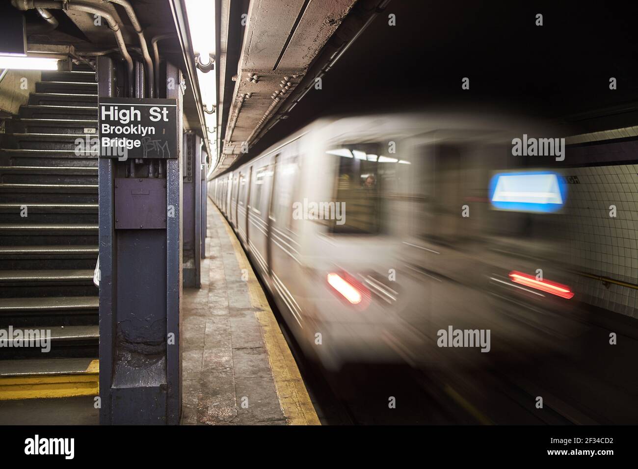 New york underground subway with moving train Stock Photo - Alamy