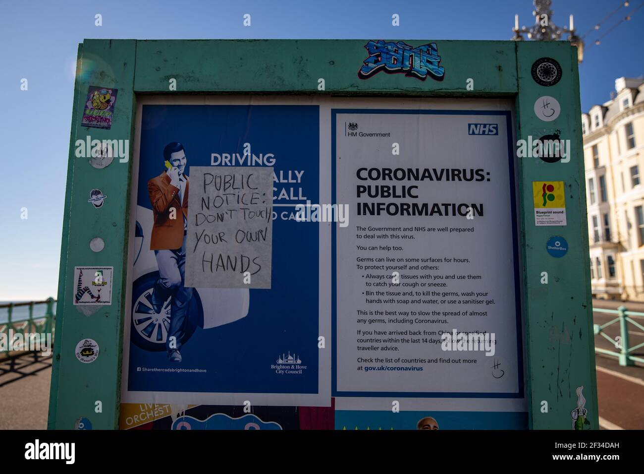 General view of message from NHS on the Coronavirus Brighton parade as ...