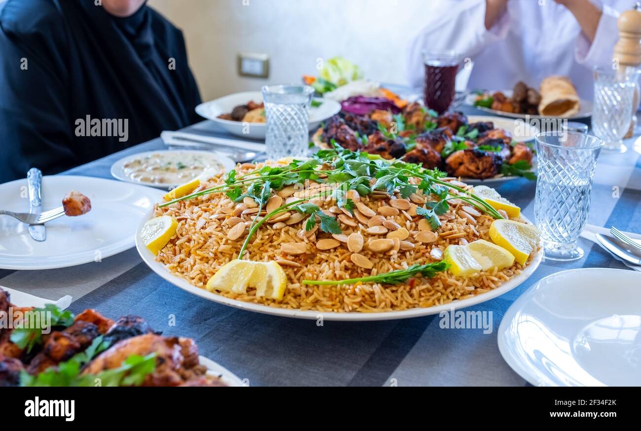 Happy arabic muslim family enjoying the food togther in ramadan Stock ...