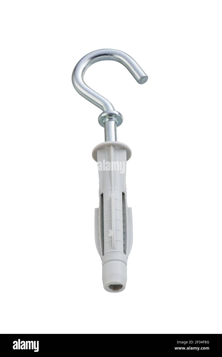 Plastic expansion plug with zinc plated steel hook C-type, isolated ...