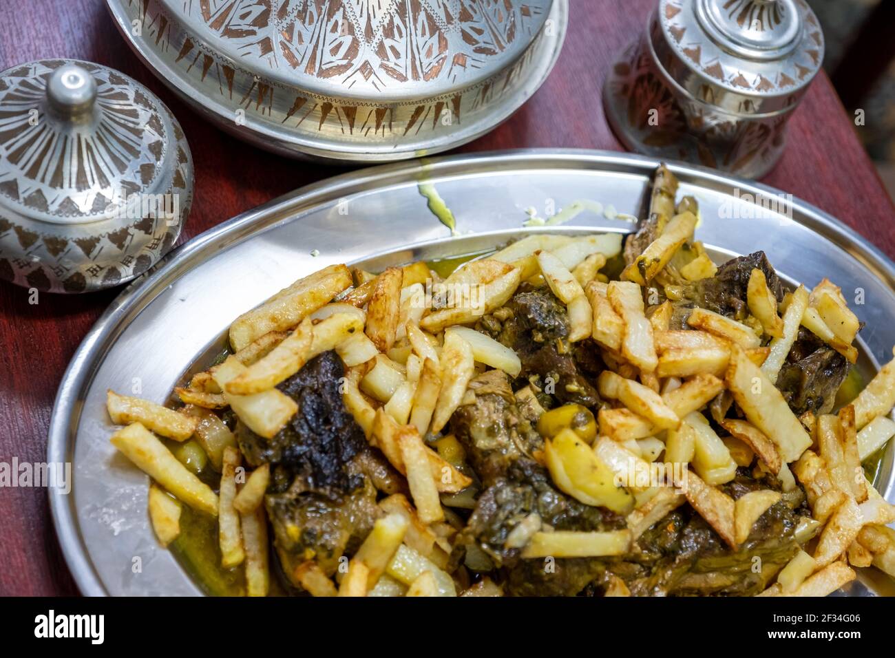 Arabic food in metal tray Stock Photo - Alamy