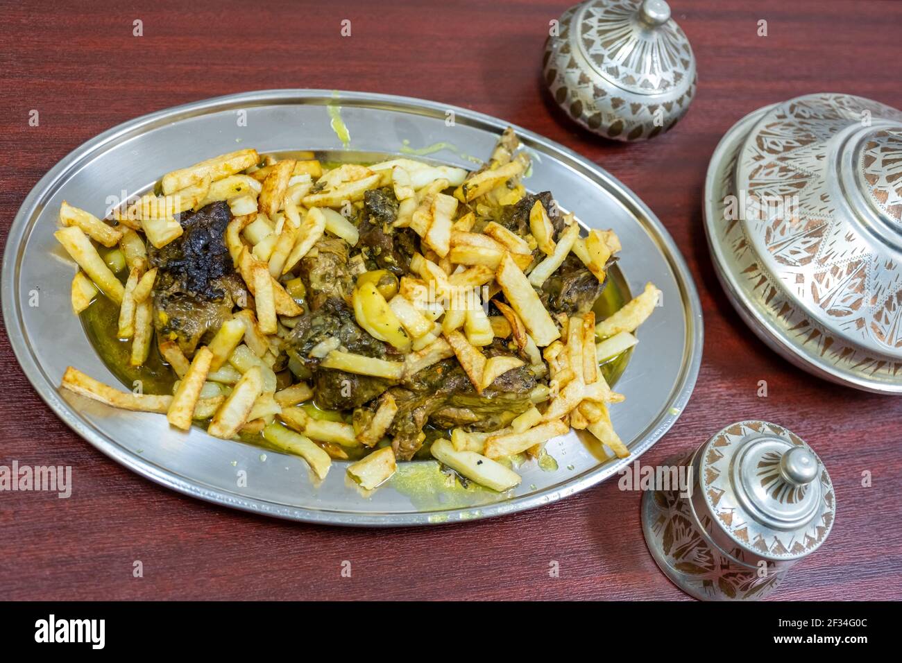 Arabic food in metal tray Stock Photo - Alamy