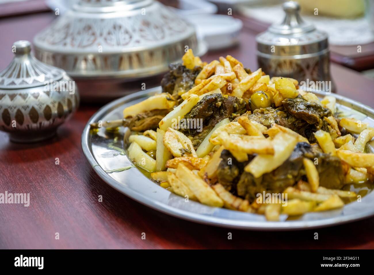 Arabic food in metal tray Stock Photo - Alamy