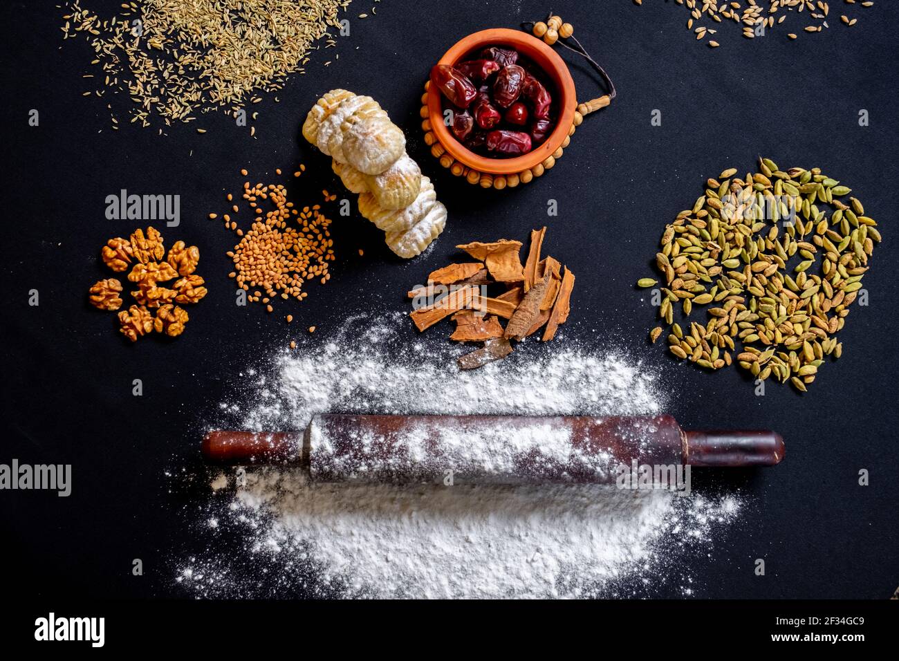 Eid sweet ingredients together on one table Stock Photo - Alamy