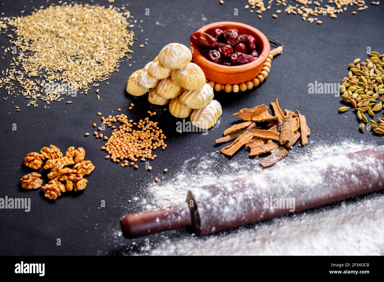Eid sweet ingredients together on one table Stock Photo - Alamy