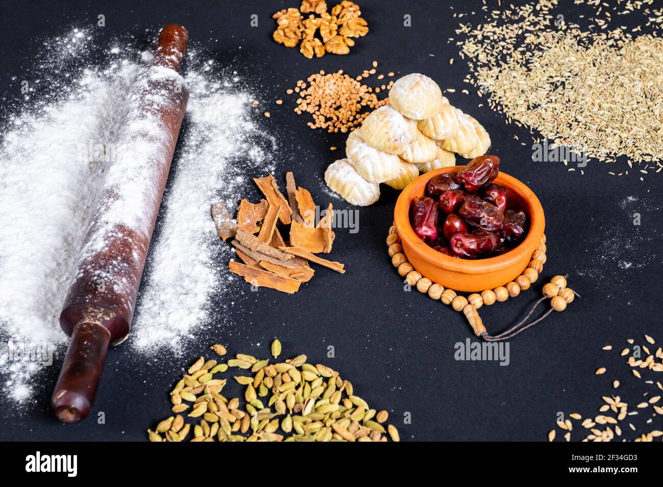 Eid sweet ingredients together on one table Stock Photo - Alamy
