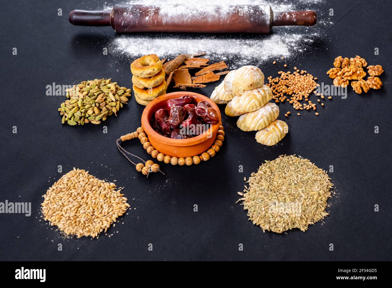 Eid sweet ingredients together on one table Stock Photo - Alamy