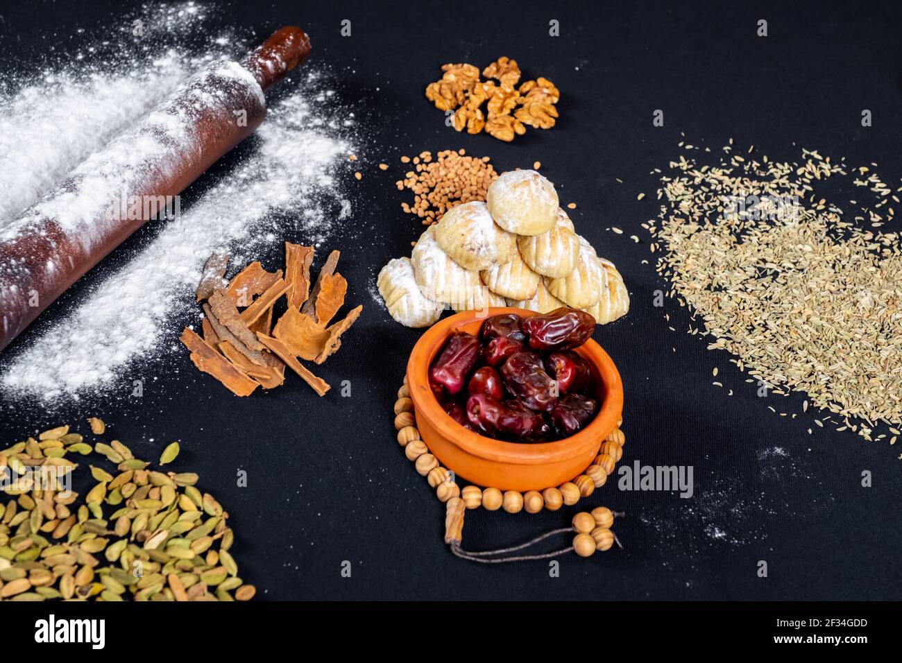 Eid sweet ingredients together on one table Stock Photo - Alamy