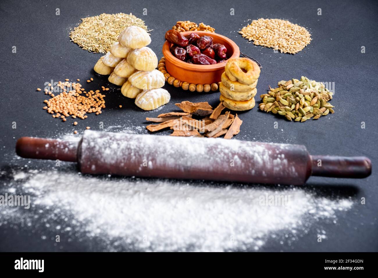Eid sweet ingredients together on one table Stock Photo - Alamy