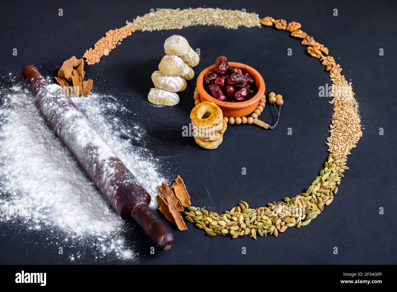 Eid sweet ingredients together on one table Stock Photo - Alamy